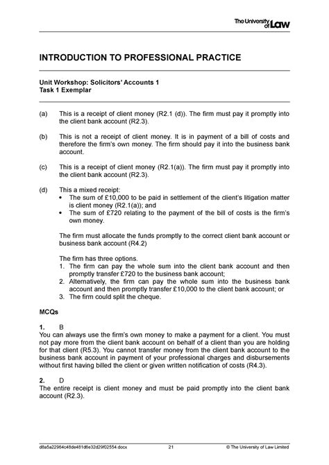 2021 Ipp Ws Solicitors Accounts 01 Ce02 Task 01 Exemplar INTRODUCTION TO PROFESSIONAL PRACTICE