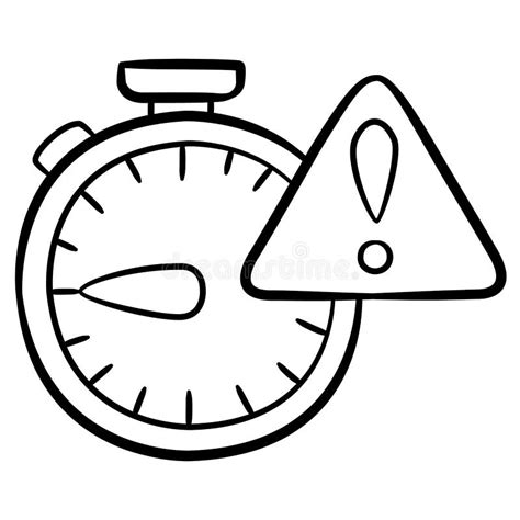 Deadline Time Alocation Warning Warn Expired Timer Single Isolated Icon With Sketch Hand Drawn