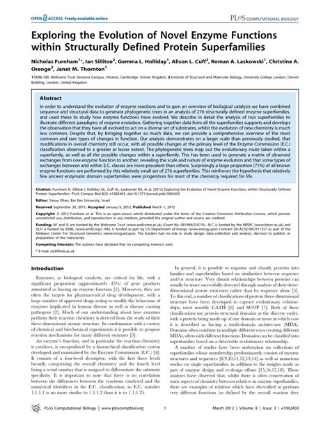 pdf exploring the evolution of novel enzyme functions within