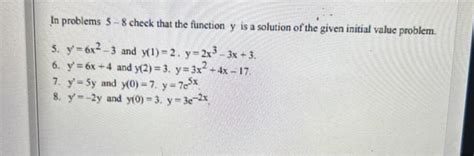 Solved In Problems 58 Check That The Function Y Is A Chegg Com