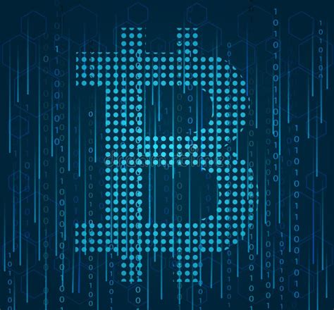 bitcoin symbol and binary code stock vector illustration of trading