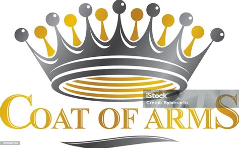 장엄한 크라운 상징입니다 팔의 문장 학 외 투 절연 장식 아이콘 벡터 일러스트 흰색 바탕에 화려한 Icontype입니다 로고에 대한 스톡 벡터 아트 및 기타 이미지 Istock