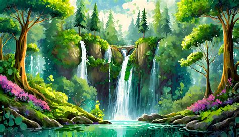 Download Ai Generated Waterfall Forest Royalty Free Stock Illustration