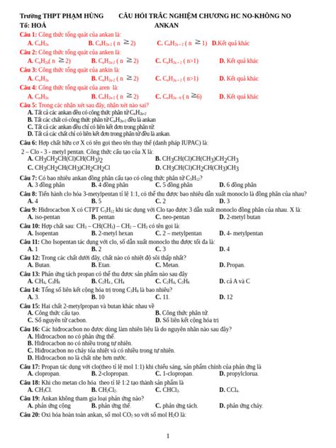TRNG THPT PHM Hung Cau Hi TRC Nghi | PDF
