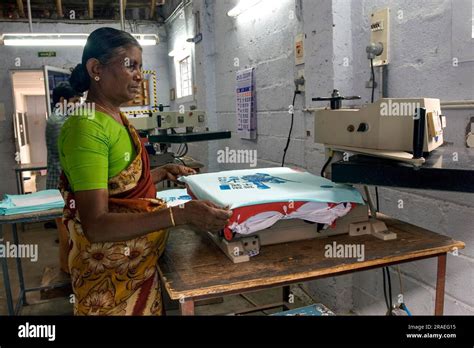 Manual Fusing After Printing In A Garment Industry Tiruppur Tirupur Tamil Nadu South India