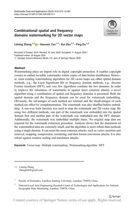 combinational spatial and frequency domains watermarking for 2d vector maps