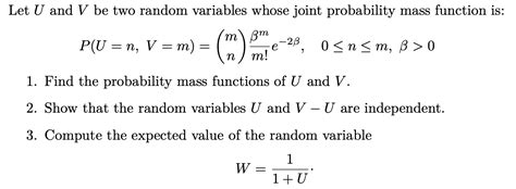 Solved Let U And V Be Two Random Variables Whose Joint Chegg Com
