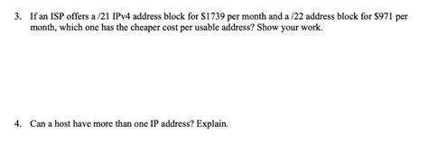 solved 3 if an isp offers a 21 ipv4 address block for