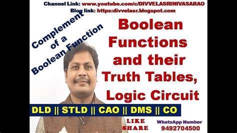 Boolean Functions Boolean Function To Truth Table Complement Of A