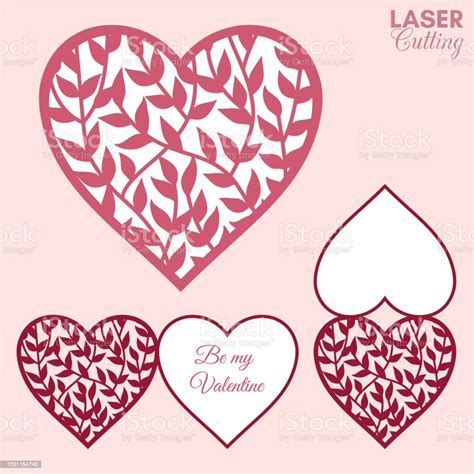 브로셔 결혼식 초대장 또는 발렌타인 데이 인사말 카드에 대한 나뭇 가지 패턴 하트에 접이식 카드의 레이저 컷 템플릿 결혼식에 대한 스톡 벡터 아트 및 기타 이미지 Istock