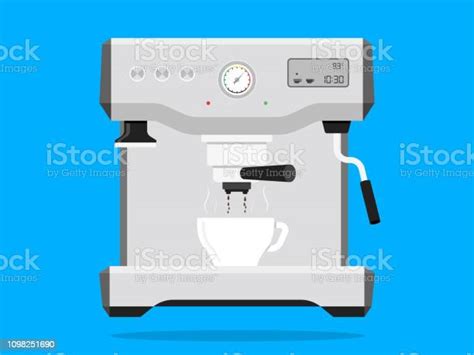 뜨거운 커피 컵 커피 기계입니다 평면 디자인 벡터 일러스트 레이 션 3차원 형태에 대한 스톡 벡터 아트 및 기타 이미지 3차원 형태 기계류 디자인 Istock
