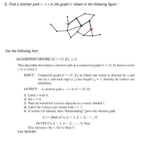 Solved 2 Find A Shortest Path St In The Graph G Shown In Chegg Com
