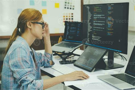 Young Woman Covering Her Face With The Stress Of Work Coding And Programming Software 24772321