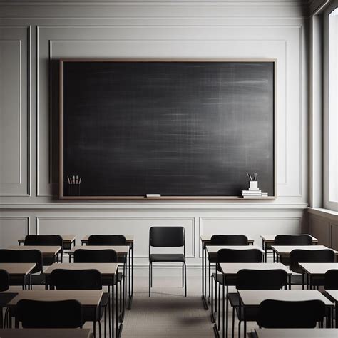 Premium Photo Blank Black Chalkboard In A Empty Class Room