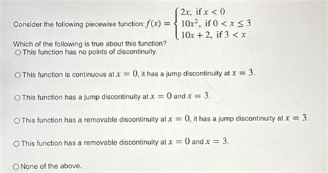 Solved Consider The Following Piecewise Function