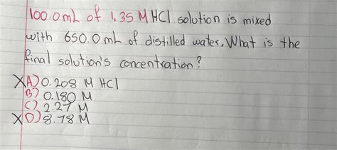 Solved ML Of MHCl Solution Is Mixed With ML Chegg Com