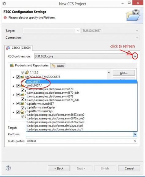 Create New Sysbios Project For Dmodule2c6657 Dsignt Support Database