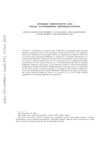 Pdf Fourier Coefficients And Small Automorphic Representations