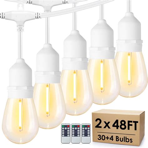 Larkvue 96ft 2 48ft Outdoor String Lights With Remote Dimmable