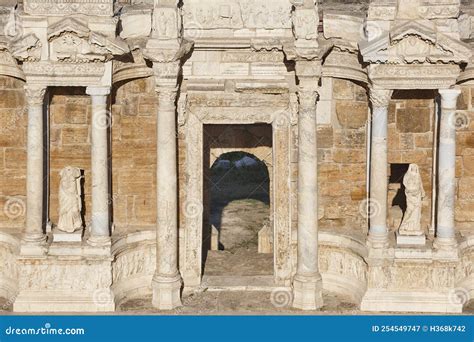 Amphitheatre Classic Columns In Hierapolis Archeology Landmark