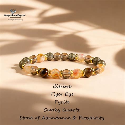 Abundance Bracelet Citrine Tiger Eye Smoky Quartz Pyrite Multi Stone