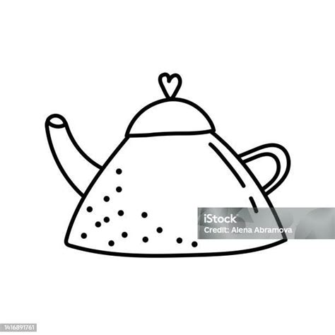 주전자의 검은 실루엣 흰색 배경에 고립 된 주전자 벡터 실루엣 아이콘 일러스트레이션 낙서 드로잉에 대한 스톡 벡터 아트 및 기타