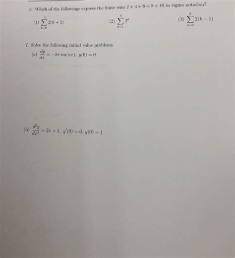 solved 6 which of the followings express the finite sum 2