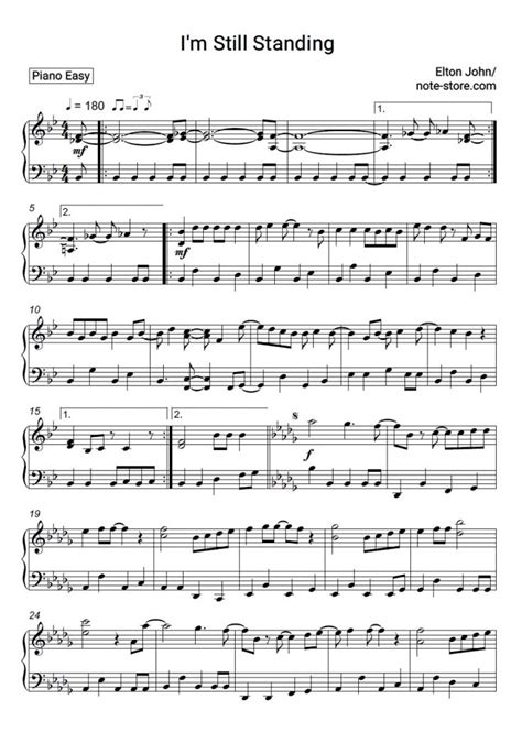Im Still Standing Piano Sheet Music Easy Elton John In Note