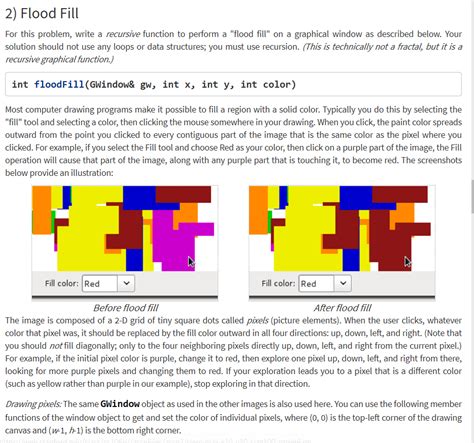 2 flood fill for this problem write a recursive