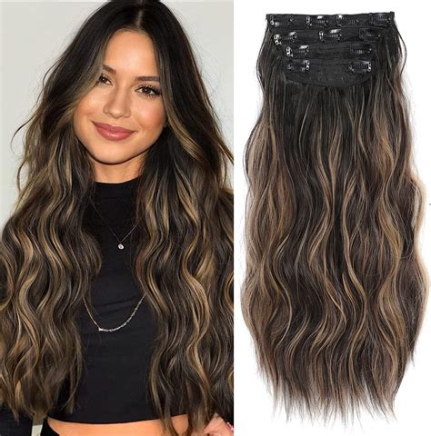4pcs Clip In Hair Extensions 20inch Black Hair Extensions