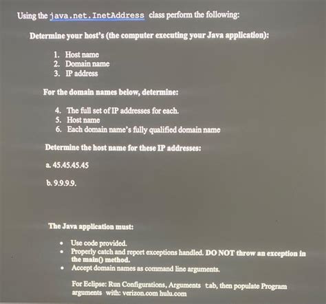solved ing the inetaddress class perform the