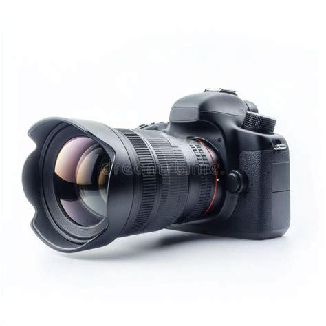 Professional Dslr Camera With Wide Angle Lens Isolated On White Background Stock Illustration