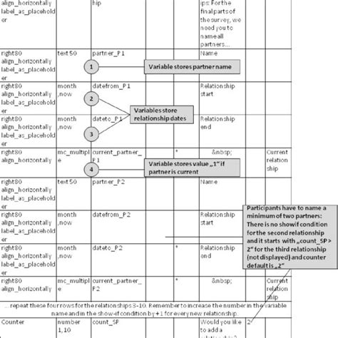 Spreadsheet Defining Items For The Domain Relationships Participants Download Scientific
