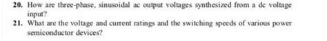 Solved How Are Three Phase Sinusoidal Ac Output Chegg