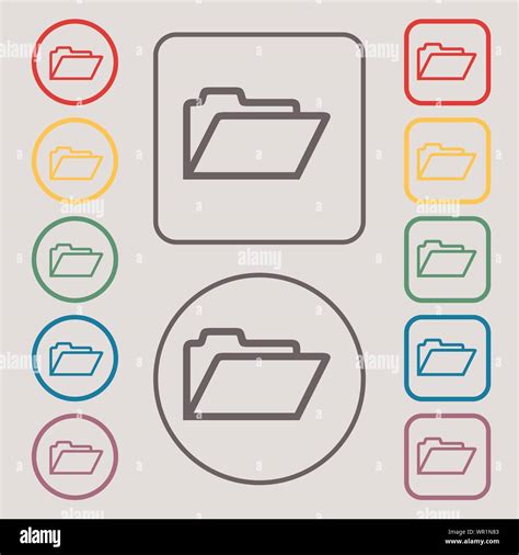 Folder Icon Sign Symbol On The Round And Square Buttons With Frame