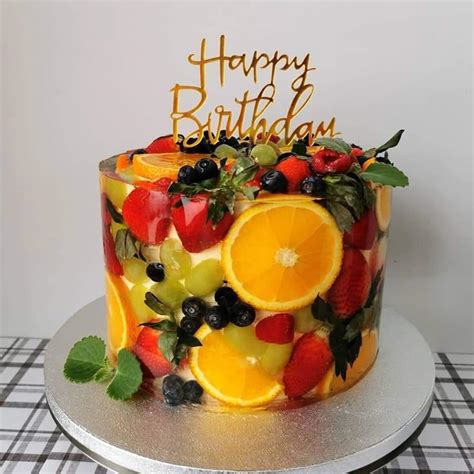 Fruit Birthday Cake With Happy Birthday Message Birthday Party