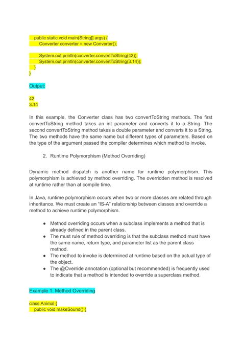 Java Polymorphism Types And Examples Geekster Pdf Programming