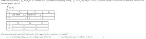 Find The Approximations Tn′mn′ And Sn For N6 And 12