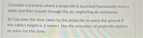 Solved Consider A Scenario Where A Projectile Is Launched Chegg