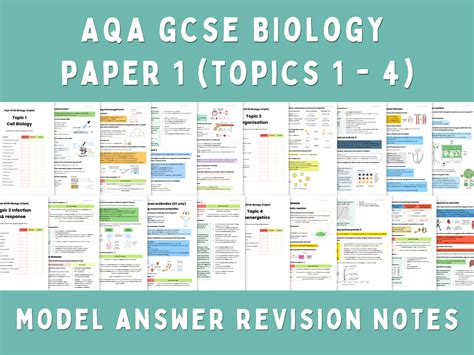 Paper AQA GCSE Biology Concise Revision Notes Flashcards Teaching Resources