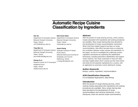 Pdf Automatic Recipe Cuisine Classification By Ingredients