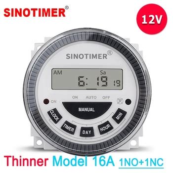 Sinotimer Tm619 4 Dc 12v 16a 5 Pins 1no 1nc Digital Solar Timer Module With Sleep Mode And Am Pm