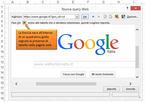 importare dati web in excel importare dati dal web con gli strumenti