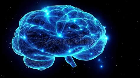 A Glowing Blue Brain Illustration Highlighting Neural Connections Against a Dark Background ...