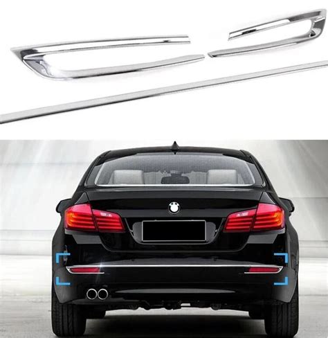 Bmw 5 시리즈 F10 2014 2015 2016 Abs 크롬 리어 범퍼 프로텍터 가드 뚜껑 커버 몰딩 커버 및 안개등 라이트