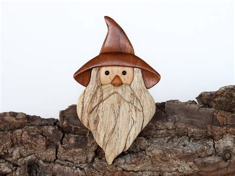 Wizard Wood Carved Intarsia Ornament Magnet Etsy