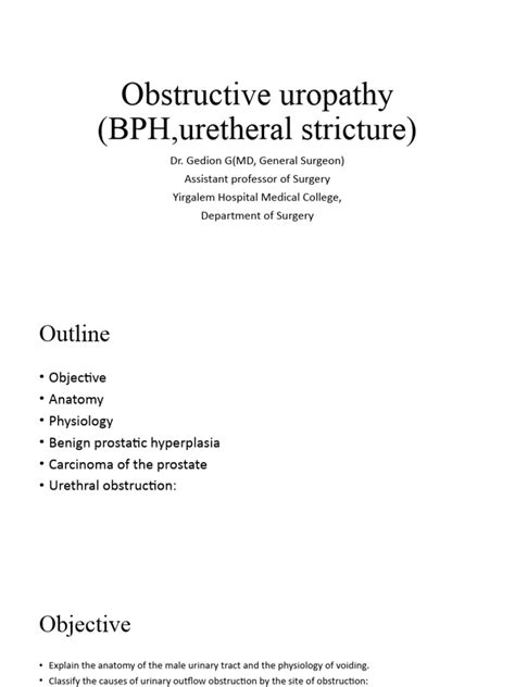 Obstructive Uropathy Bph Uretheral Stricture Pdf Urination