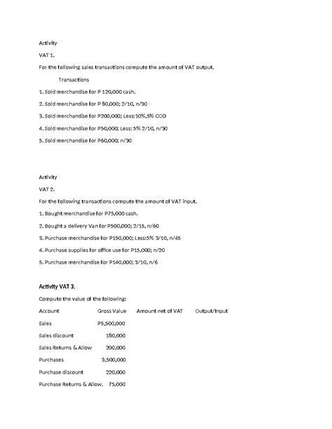 Vat Sim Act 1 And 2 Output And Input Vat Computation Notes Studocu Vat Sim Act 1 And 2 Output And Input Vat Computation Notes Studocu