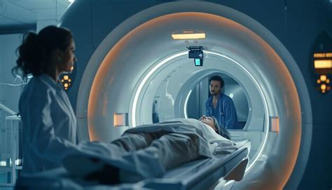 Medical Professional Using Ct Scanner Patient At Ease Clean Clinical