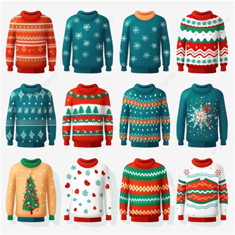 컬렉션 수제 크리스마스 스웨터 못생긴 크리스마스 스웨터와 귀여운 원활한 패턴 겨울옷 만화 옷 Png 일러스트 및 이미지 에 대한 무료 다운로드 Pngtree